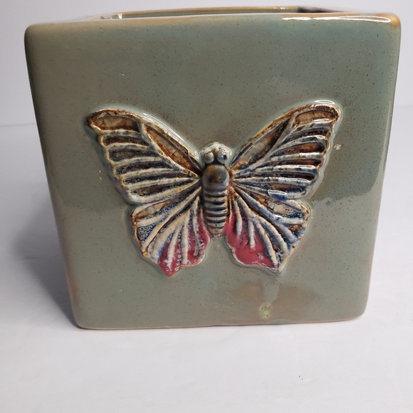 not sure | Art | Square Ceramic Planter Featuring A Butterfly 96 | Poshmark